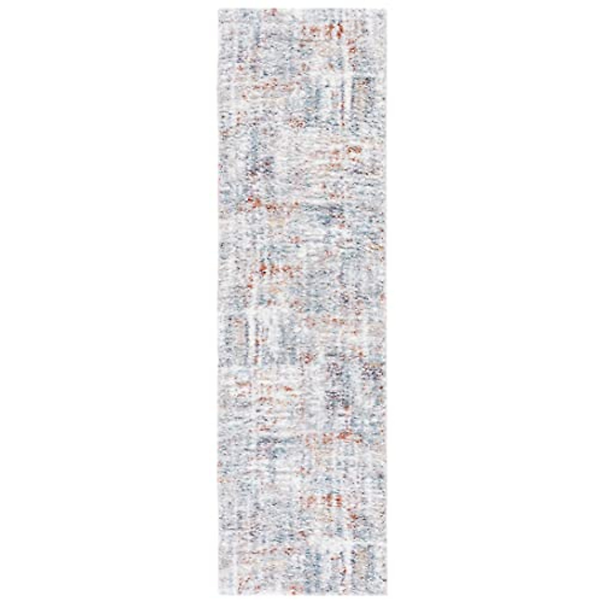 SAFAVIEH Berber Shag Collection Runner Rug - 2'3" x 12', Blue Rust & Ivory, Non-Shedding & Easy Care, 1.25-inch Thick Ideal for High Traffic Areas in Living Room, Bedroom (BER569A)