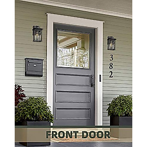 Dusk to Dawn Sensor Outdoor Wall Sconces - HWH Exterior Wall Mount Light Fixture Matte Black, 2-Pack Porch Lights for Garage, Doorway, Balcony, Garden, 5HD27B-PC-2PK BK