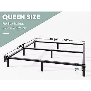 RLDVAY 7 Inch Metal Queen-Bed-Frame for Box Spring, Quick & Easy Assembly, Heavy Duty Queen Size Noise Free, Black