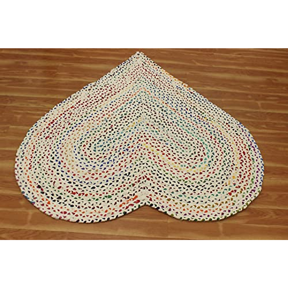 CASAVANI 100% Hand Braided Jute & Cotton Rag Rug Geometric Multipurpose,Multicolor Hard Shape Circle Area Rug Best Uses for Farmhouse,Bedroom,Nursery Room,Kids Room 5x5 6x6 4x4 Feet Round