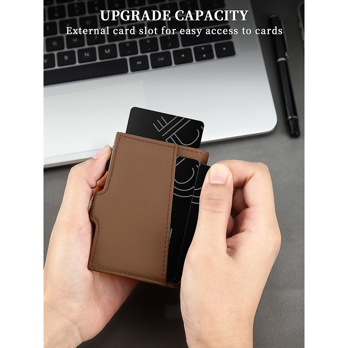 TOYFID Minimalist Wallets for Men,Slim Wallets for Men,Pop Up Wallet,Credit Card Leather Minimalist Wallet,Minimalist Wallet for Business Men,Leather Men's Wallets,RFID Blocking Protection