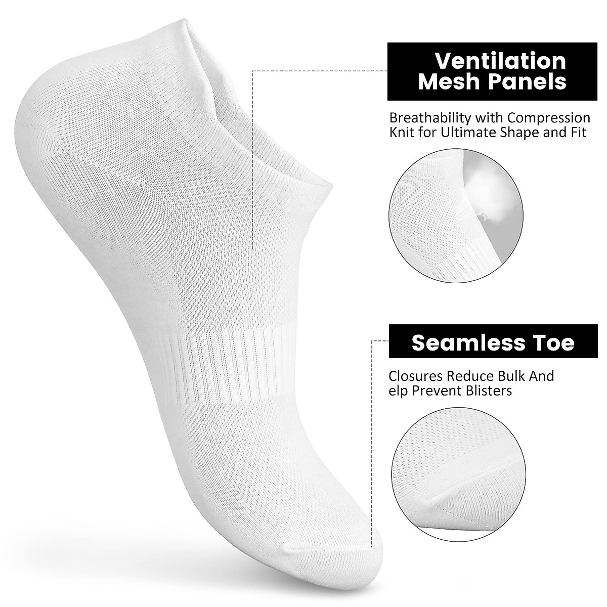 Women's Ankle Cotton Socks - Low Cut Athletic Sports Running Breathable Thin No Show Socks With Tab 6 Pairs