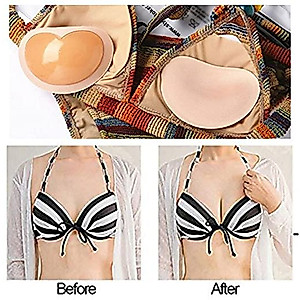 Silicone Bra Inserts Pads Self-Adhesive Bra Enhancer Breathable Push Up Bra Pads Lift Breast Pads (Beige - 3 pairs)