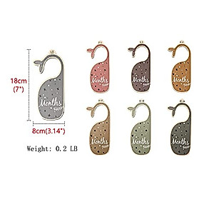 Almencla 7Pcs Durable Baby Closet Dividers Hangers, Baby Month Closet Dividers, Wooden Baby Closet Dividers Infant Wardrobe Divider Label New Mom Gift