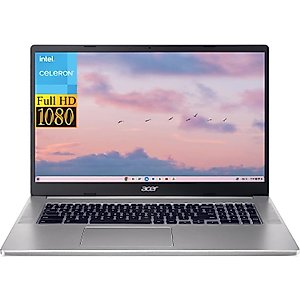 acer 2023 Newest Chromebook 317 Laptop | Intel Celeron N4500 | 17.3" Full HD IPS Display | 4GB LPDDR4X | 128GB eMMC + 256GB Micro SD Card | Chrome OS, Silver
