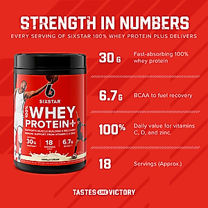 Six Star Whey Protein Powder Whey Protein Plus Whey Protein Isolate & Peptides Lean Protein Powder for Muscle Gain Muscle Builder for Men & Women Vanilla Cream, 1.8 lbs (Package Varies)