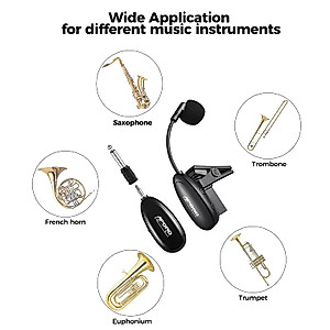 JCWY 2.4G Wireless Saxophone Microphone, Clip on Music Instruments Microphone, Wireless Receiver and Transmitter, for Saxophone and More
