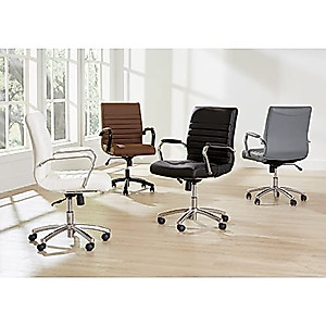 Realspace® Modern Comfort Series Winsley Bonded Leather Mid-Back Chair, Gray