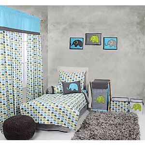 Bacati - Toy Chest Playful Elephants Aqua/Lime/Grey