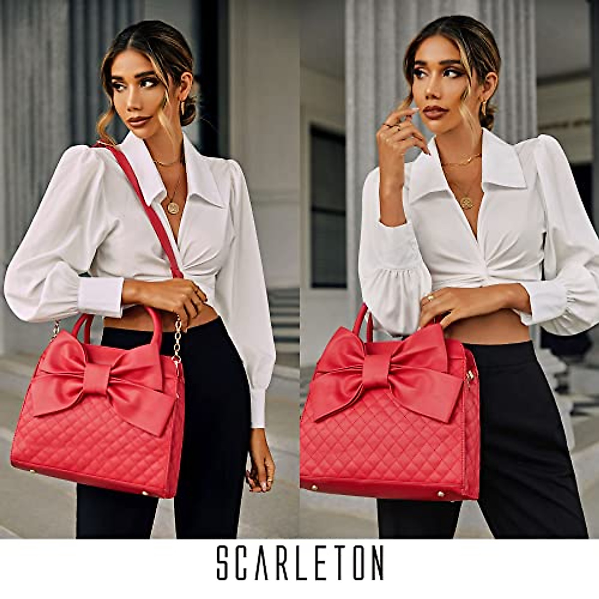 Scarleton Handbags for Women, Purses for Women, Purse with Bow, Satchel Handbags for Women, Satchel Bag for Women, H104810N - Red