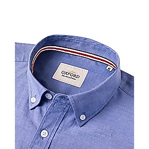 Alimens & Gentle Men's Solid Oxford Shirt Button Down Collar Long Sleeve Shirts with Pocket