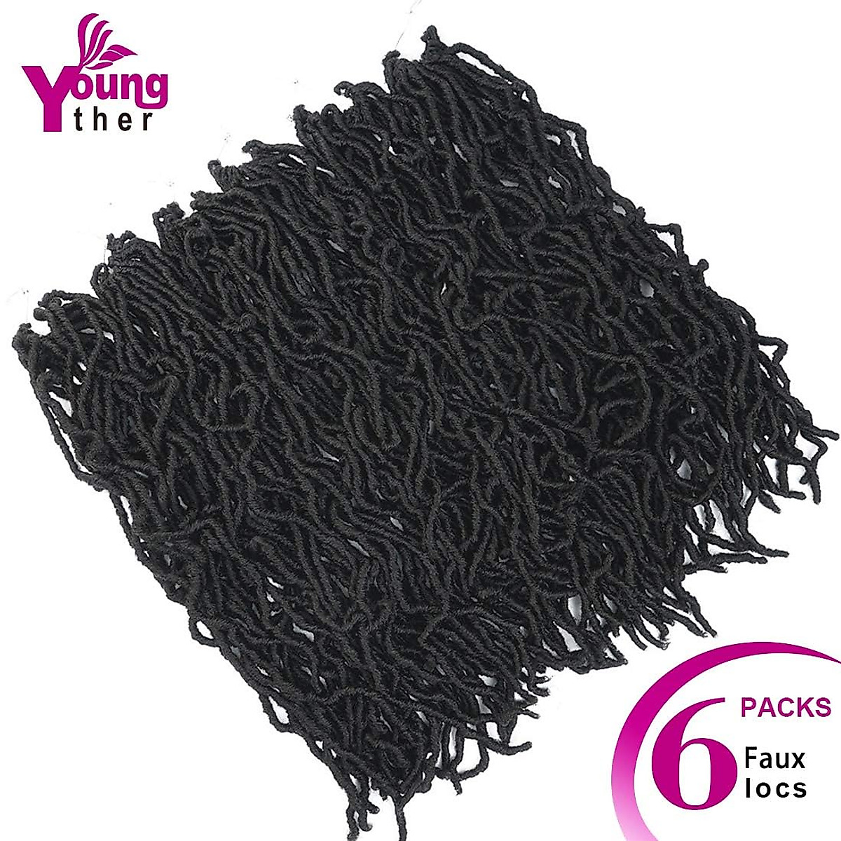 Youngther 24 Inch New Faux Locs Crochet Hair 6Pscks 84 stands Extensible New Goddess Soft Locs Crochet Hair Pre Looped Synthetic Crochet Braiding Hair for Black Women(24inch,6packs,1B)