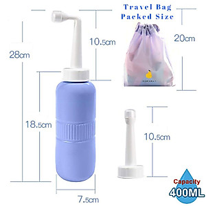 Postpartum Peri Bottle Upside Down Mom Spray Bottle Shattaf Portable Bidet for Postpartum Care, Baby Mom Washer 2In1 Travel Handheld Personal Hygiene Toilet Bottle 400Ml Bonus Angled Nozzle & Bag