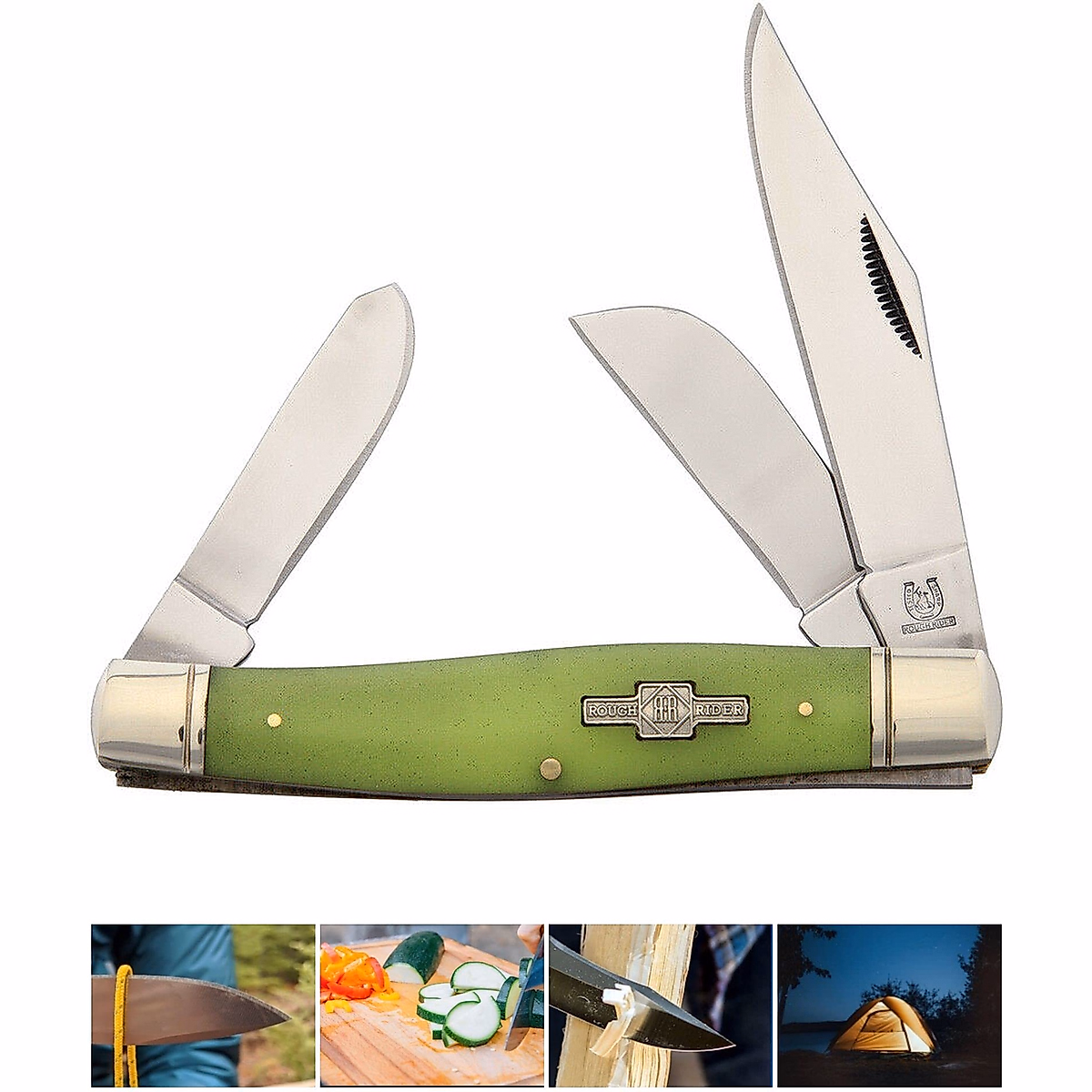 Moon Glow In The Dark Handle Large Stockman Open Folding Blade Pocket Knife 1428 Outdoor Survival Hunting Knife for Camping by Survival Steel