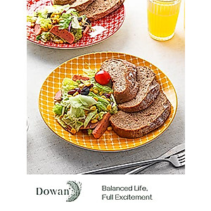 DOWAN 10" Colorful Dinner Plates - Set of 6, Large Ceramic Plates for Salad, Pasta, Pancakes, Steak - Serving Plates for Party, Wedding, Easter, Restaurant, Picnic - Dishwasher & Microwave Safe