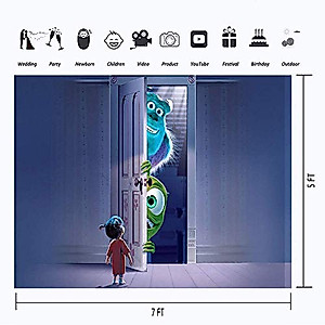 YR Monsters University Backdrop Happy Birthday 7x5 Monsters Inc Boo Door Background Monster Themed Birthday Banner for Kids Party Supplies