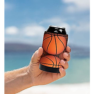 Mugzie Deluxe Can Cooler (Made in USA) - Premium Neoprene Wetsuit Material Beverage Can or Bottle Insulator for 12oz Soda Drink Beer Cans - Basketballs