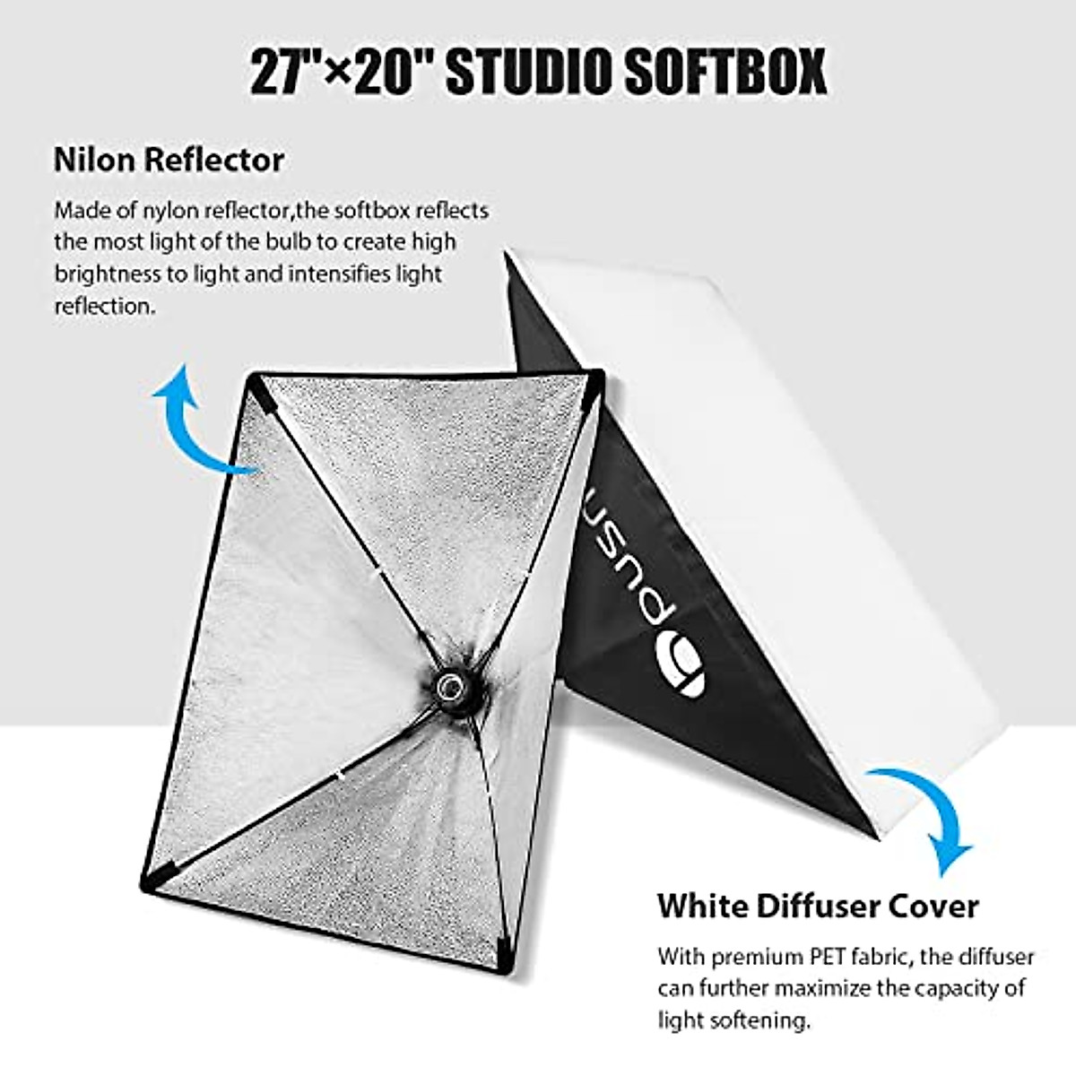 HPUSN Softbox Lighting Kit Professional Studio Photography Equipment for Portrait Product Fashion Photography (Bulb and Light Stand not Included)