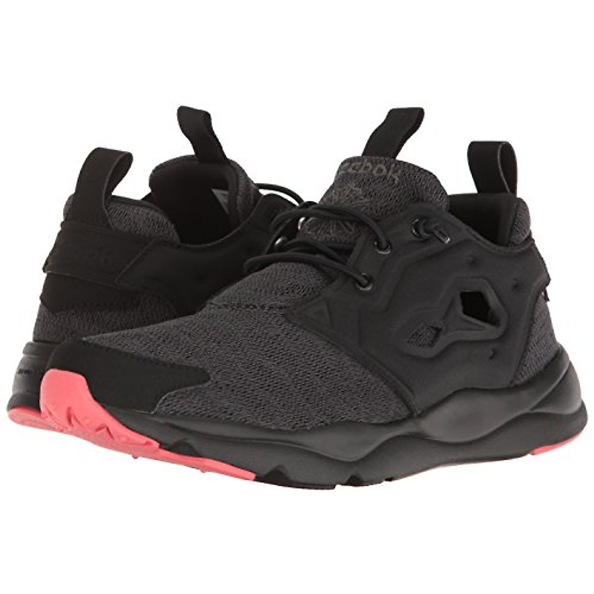 Reebok Women's Furylite Sole Running Shoe, Black/Gravel/Fire Coral, 5 M US