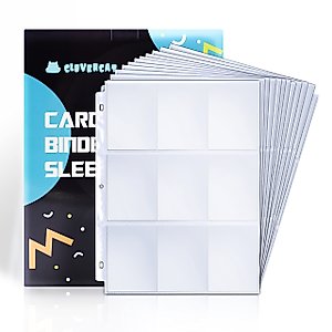 CLOVERCAT 4 Pocket Trading Card Sleeve Pages, 50 Pack, Black, Acid-Free, UV Protection, Pre-punched 3-holes, Holds 400 Cards