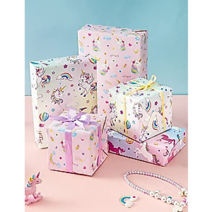 Unicorn Wrapping Paper - 10 Sheet 20'' x 27'' Unicorn Gift Wrapping Paper Girls Birthday Wrapping Paper Pink Wrapping Paper Child Gift Wrap Paper Wrapping Paper Kids Girls Birthday Wrapping Paper