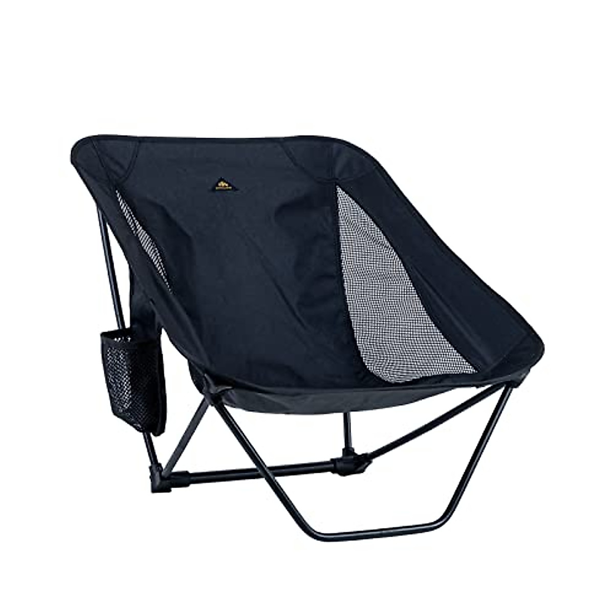 iClimb Low Ultralight Compact Camping Folding Chair with Side Pocket and Carry Bag (Black)