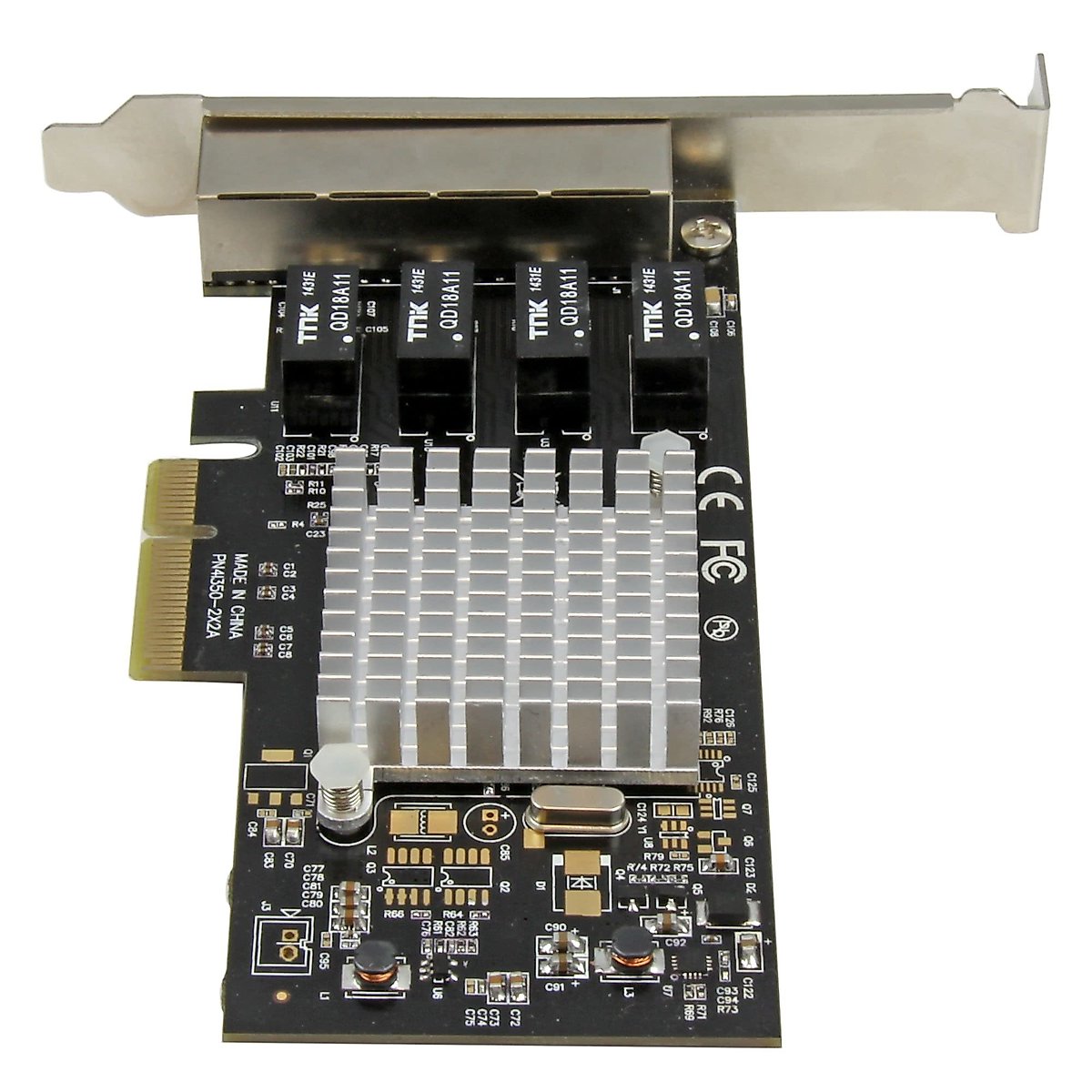 StarTech.com 4 Port PCIe Network Card - RJ45 Port - Intel i350 Chipset - Ethernet Server / Desktop Network Card – Dual Gigabit NIC Card (ST4000SPEXI),Black