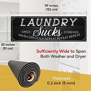 Tapeera Laundry Room Rug Runner - 20" x 59" Non-Slip Rubber Backing Laundry Rugs for Laundry Room - Farmhouse Laundry Mat Bathroom Laundry Room Decor - Laundry Room Mat for Floor (Laundry Sucks Black)