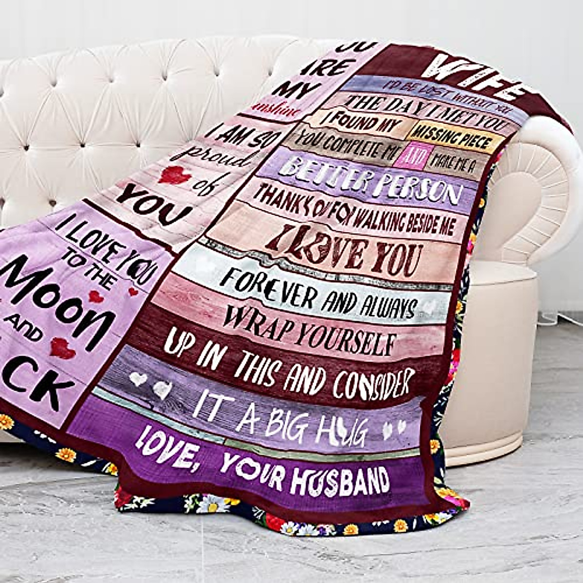 Blanket Gifts for Wife Romantic Anniversary Birthday Gifts for Wife Her I Love You Fleece Throws Blankets Presents for Wife from Husband to My Wife Warm Gifts for Christmas Valentine's Mother's Day