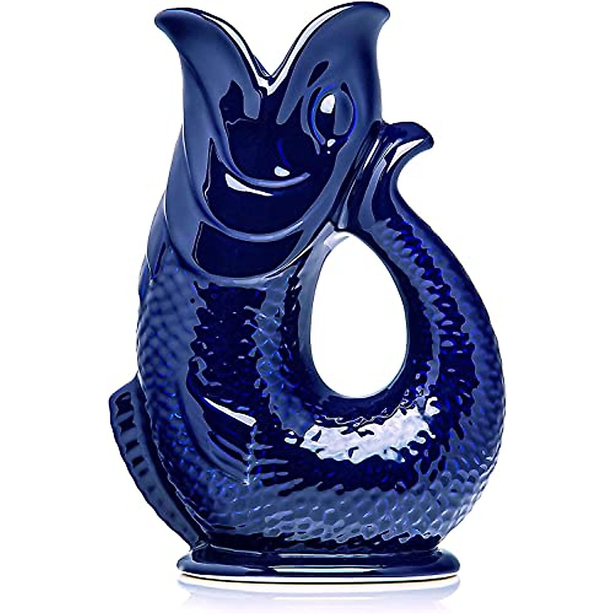 The Bubble Jug® Dark Cobalt Blue 50 fl oz 1.5L Litre Extra Large Glug Gurgle Pitcher Jug - Fish Shaped Jug - Decorative Ceramic Glugging Cocktail, Water and Gin Jug and Gurgling Carafe Pot