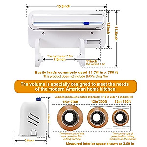 Levvohd 2-in-1 Aluminum Foil Plastic Wrap Dispenser with Cutter, Kitchen Wall Mount Foil and Plastic Wrap Organizer, Compatible with Any Brand of 12 X 750 Ft Plastic Wrap (No Tissue Holder)