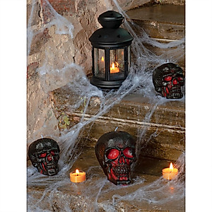 CANDWAX 6x4.3 inch Black Red Skull Candle - Ideal as Spell Candles and Halloween Candles - Themed Candles for Spooky Halloween Decorations - Red Inside, Big Size