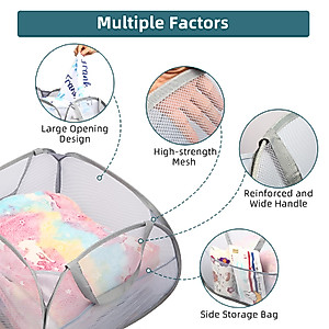 Collapsible Laundry Baskets, 90L Large Foldable Laundry Basket, Durable Mesh Pop Up Hampers for Laundry, Dirty Clothes Laundry Hamper for Bedroom, Bathroom, Dorm, Laundry Room, Travel or Camping Grey