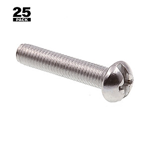 Prime-Line 9004253 Machine Screw, Round Head, Slotted/Phillips Combo, #10-32 X 1 in, Grade 18-8 Stainless Steel, Pack of 25