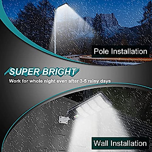 CONHOO 500W Solar Street Light Outdoor,360 LED Dusk to Dawn Outdoor Lighting,IP65 Waterproof LED Street Light Solar Powered, Patented MPPT Fast Charging, Keep Lighting Even 3-5 Rainy Days