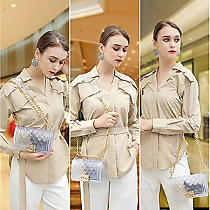 YING YUMEI Semi Clear Purse Stadium approved,Clear Crossbody Bag, Small Clear Gameday Clutch Cute Shoulder Jelly Handbag