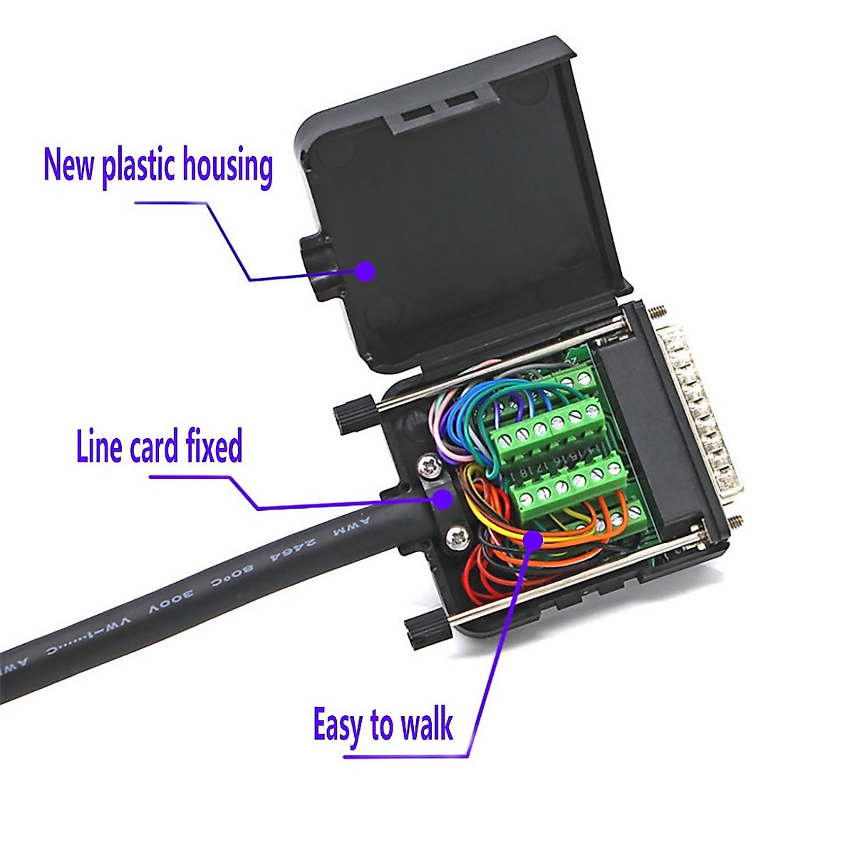 YIOVVOM DB25 Breakout Board Solder-Free Male Adapter 25-pin Port Adapter to Terminal Connector Signal Module Long Bolts and Nuts with case