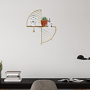 Veemoon Shelf Bathroom Metal Wall Entryway Coat Hooks Photo Frame Wall Shelves Wall Holder Rack Gold Shelves for Wall Nordic Style Wall Rack Brackets for Shelves Wooden Rack Speaker Iron