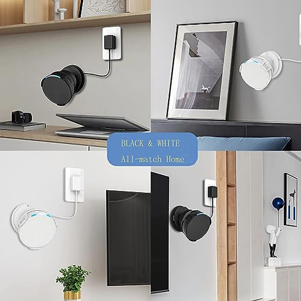 AdteMp Compatible with Echo Pop Holder,Wall-Mounted Echo Pop with Integrated Cable Management,Echo Pop Stand Mount, Speaker Accessories Rack (Black)