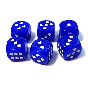 GFDay D6 16mm Six Sided Gaming Dice for Board Games, Activity, Casino Theme, Party Favors, Toy Gifts Marbleized Dice -Blue Marbleized Heart Cirrus