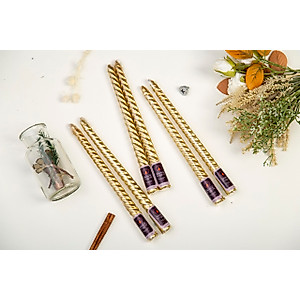 Aha Essentials - Spiral Wax Taper Candles Unscented Candlesticks Twisted Candles for Home, Wedding, Dinner Table | Pack of 6 Candle Sticks(Gold)