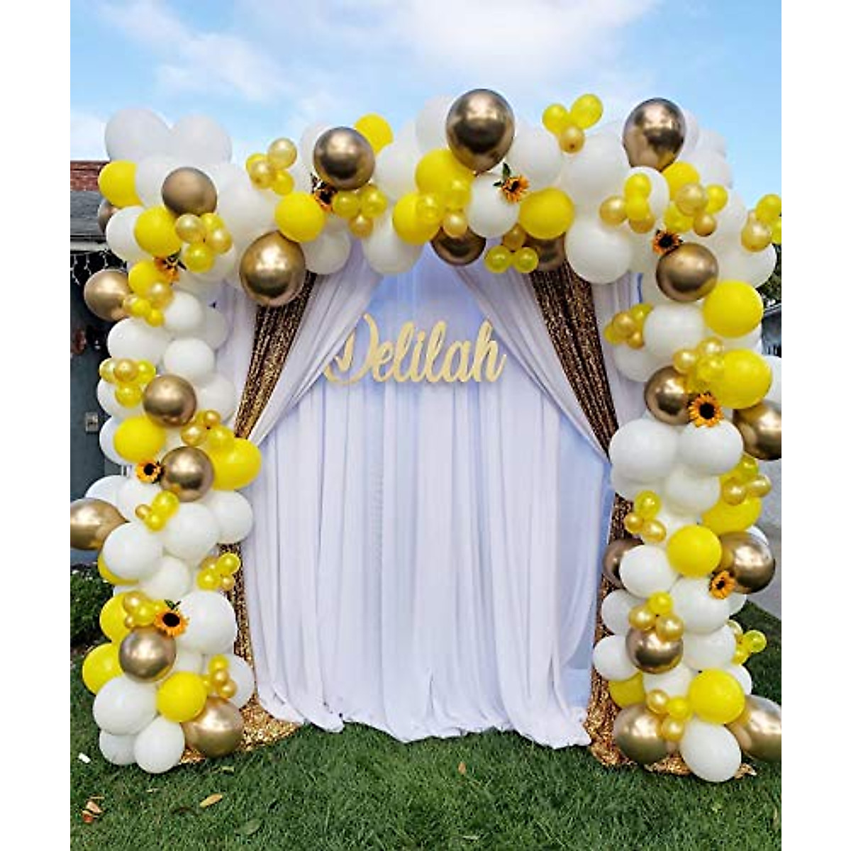 121pcs Yellow Balloons, Balloon Garland Arch Kit, Honeybee Theme Gender Reveal Baby Shower Party Supplies Decorations for Girl and Boy, Birthday Wedding Bridal Anniversary Baptism Party Decorations