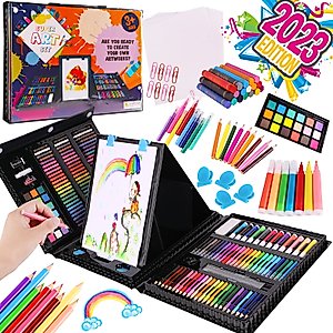 Alloytop 226 Pcs Art and Craft Supplies Colored Pencils - School Supplies Kit Painting Drawing Sketching Coloring Teens Girls Boys Kids Ages 6 7 8 9 10 11 12 Years Old with Oil Pastels Crayons