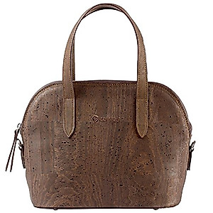 Corkor Top Handle Handbag Tote Small 9 to 5 Crossbody Cork Bag Satchel Natural Brown Color