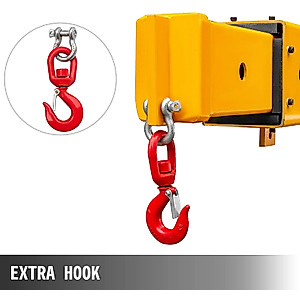 BestEquip Forklift Jib Boom Crane, Heavy Duty Fork Mounted Telescoping Crane Jib Boom 6000lbs/3T Capacity, Forklift Mobile Crane with 2 Hooks for Warehouse or Factories