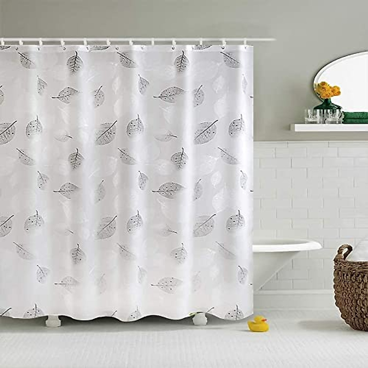 CELBERENA Shower Curtain Liner 72x80 Inchs, PEVA Bathroom Plastic Shower Curtains Waterproof Decor Farmhouse Shower Curtain Set with 12 Pack Plastic Hooks
