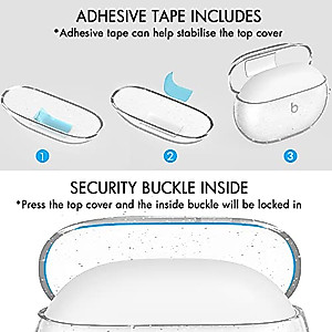 NIUTRENDZ Clear Case for Beats Studio Buds Case Soft TPU Protective Cover with Carabiner Compatible with Beats Studio Buds (Glitter Clear)