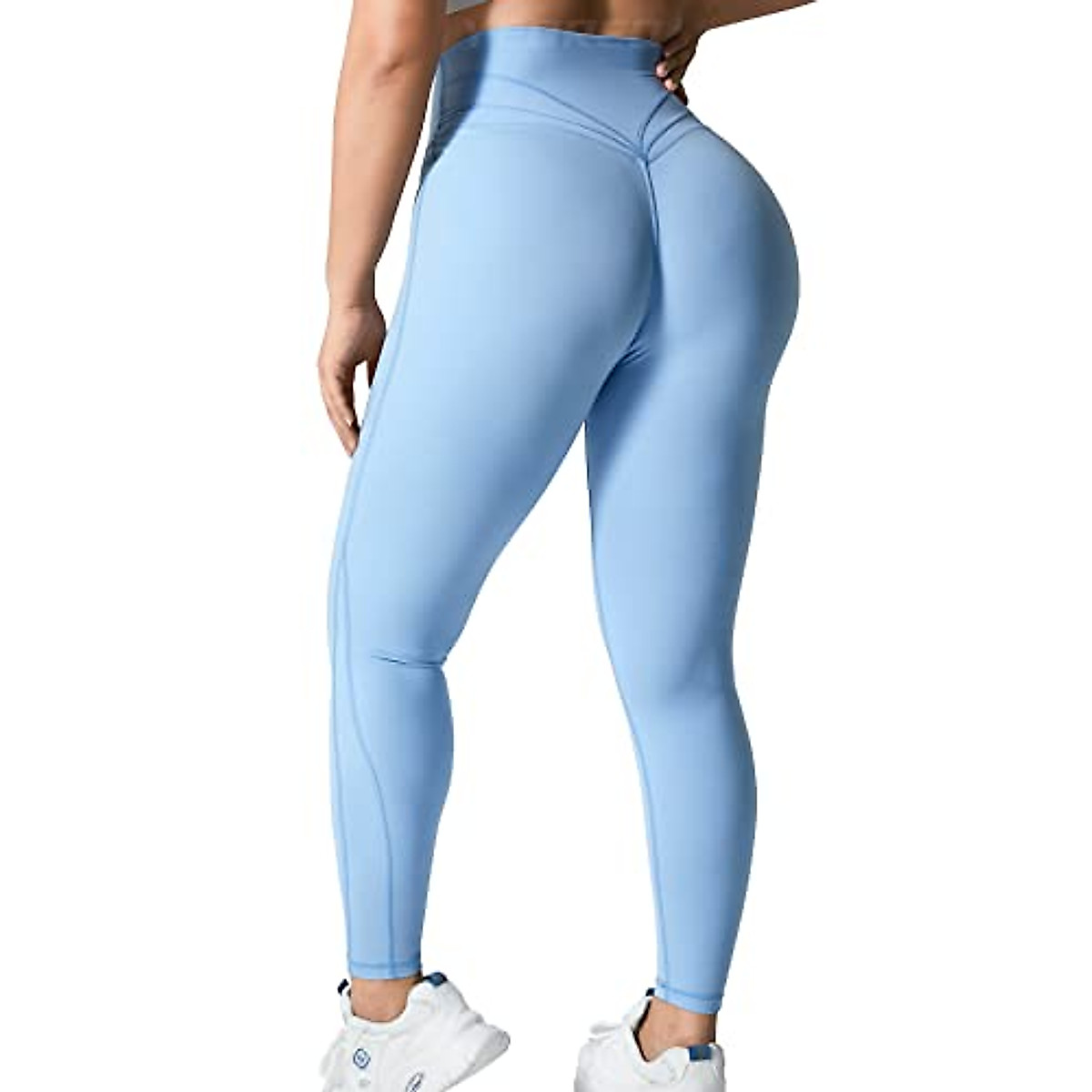 YEOREO Grace Workout Leggings for Women Butt Lifting Tummy Control High Waist Gym Yoga Compression Pants Light Blue L