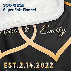 WISH TREE Custom Anniversary Blanket Gifts with Name & Date, Personalized Gifts for 1st 5th 10th 15th Anniversary, Custom Blanket for Couple, Wedding for Wife Husband Couple Flannel