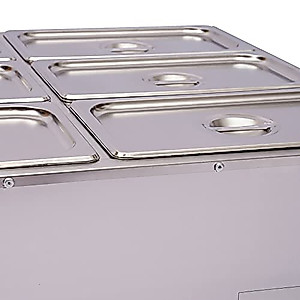 6-Pan Commercial Food Warmer Buffet Server Food Warming Tray Electric Food Steamer Stainless Steel Chafing Dishes Table Steamer Soup Station W/6 Covers, Adjustable Heat Buffet Electric Countertop